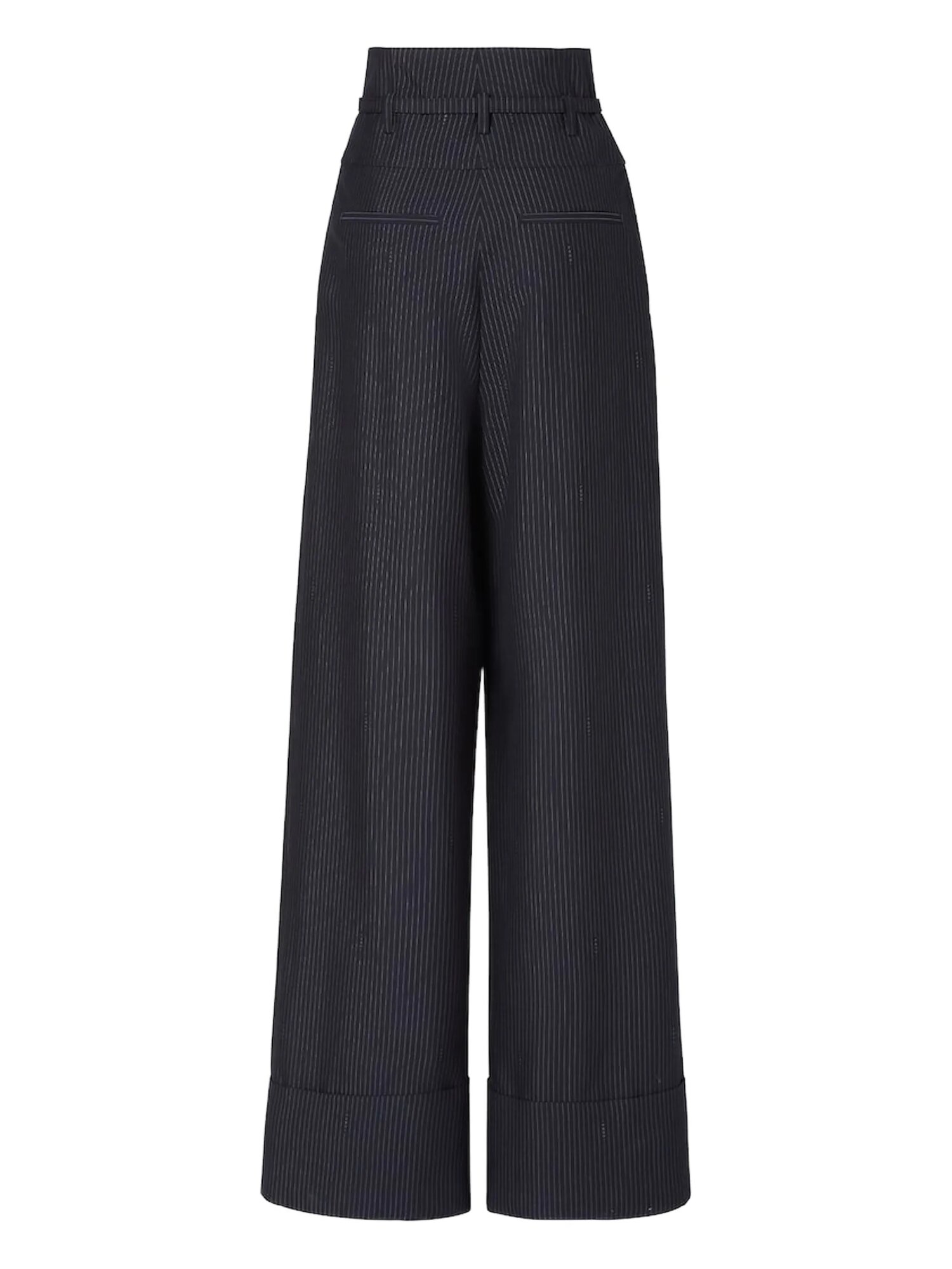 Брюки FENDI Black pinstriped wool trousers, размер 42 — фото 1