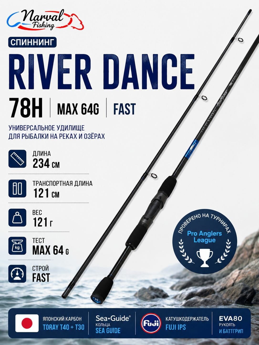 Спиннинг Narval Fishing River Dance 78H max 64g Fast