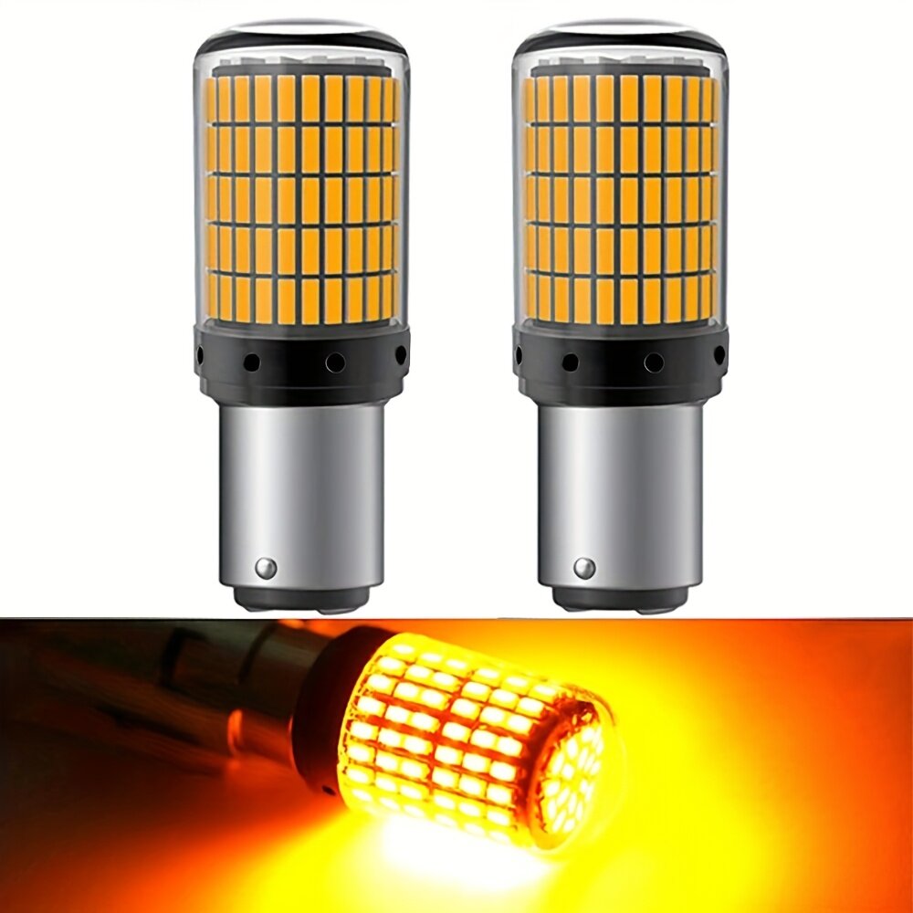2 шт. LED-лампы 1157 2357 BAY15D P21/5W желтые, для стоп-сигнала, поворота и заднего хода, без ошибок
