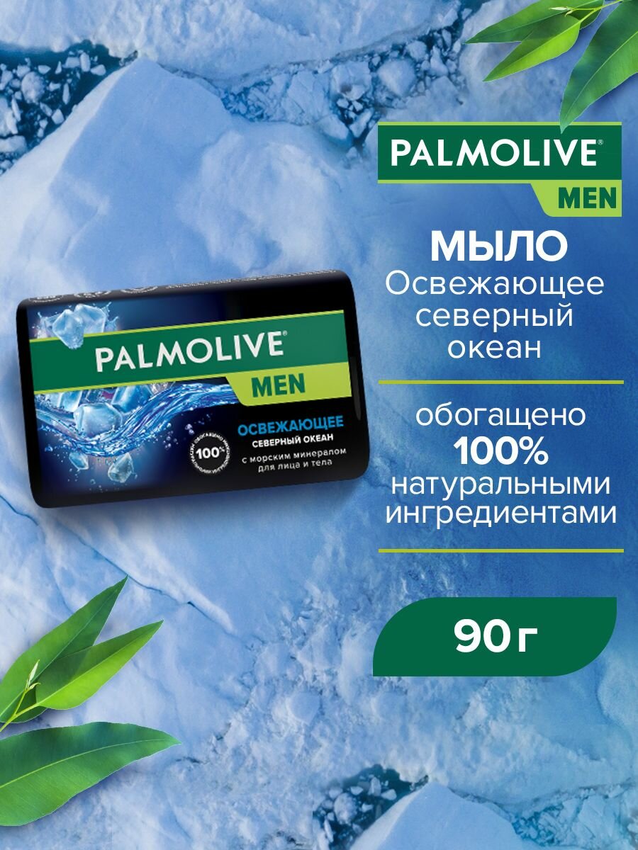 Мыло туалетное твердое Palmolive мужской Северный океан с морскими минералами, 90 г