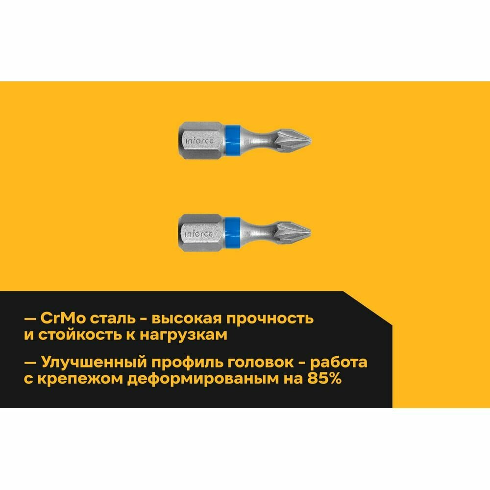 Бита (2 шт; PZ1; 25 мм) для шуруповерта Inforce 11-01-388 — фото 1