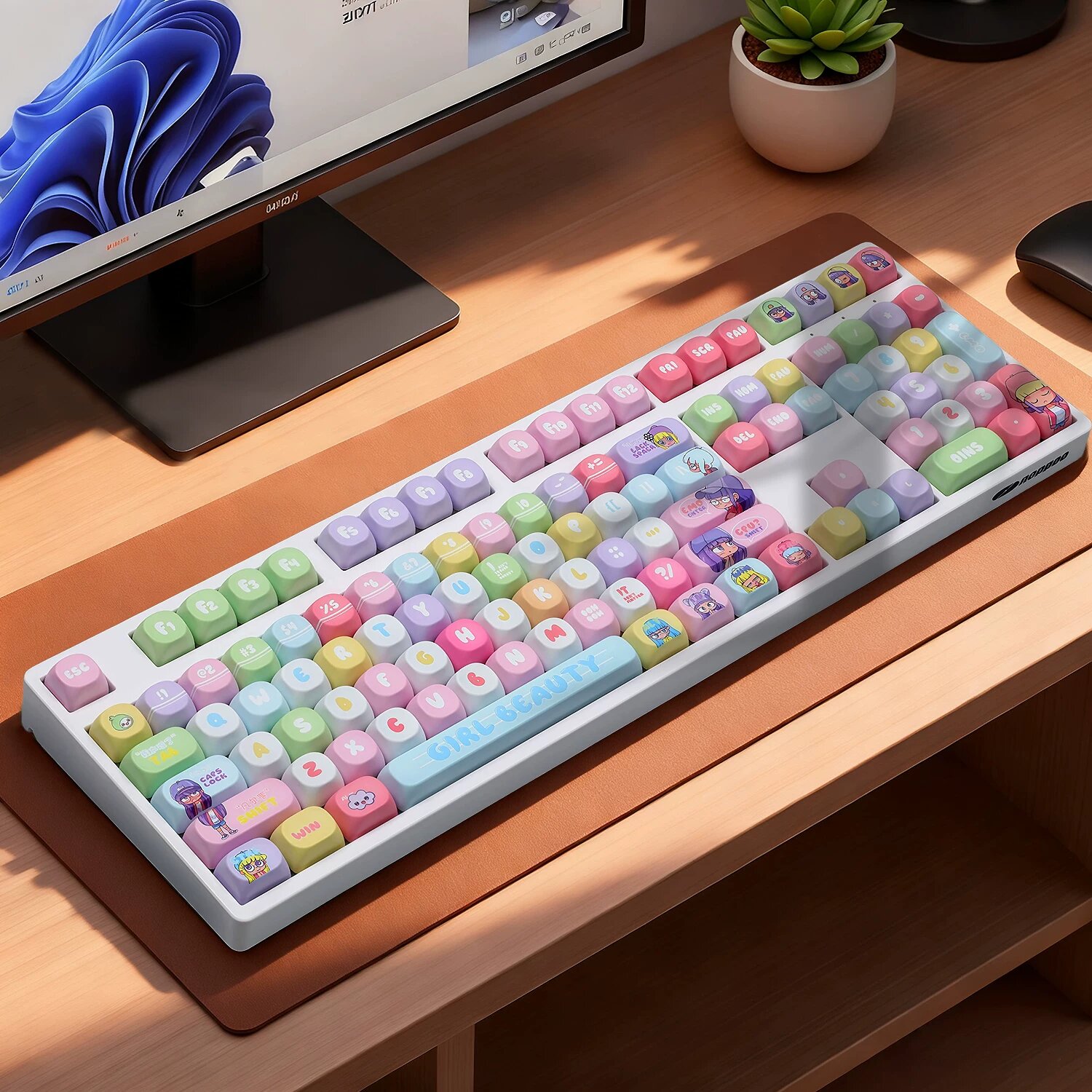 Механическая игровая клавиатура с 108 клавишами, переключателями Cherry Blue, RGB-подсветкой, беспроводным Bluetooth и