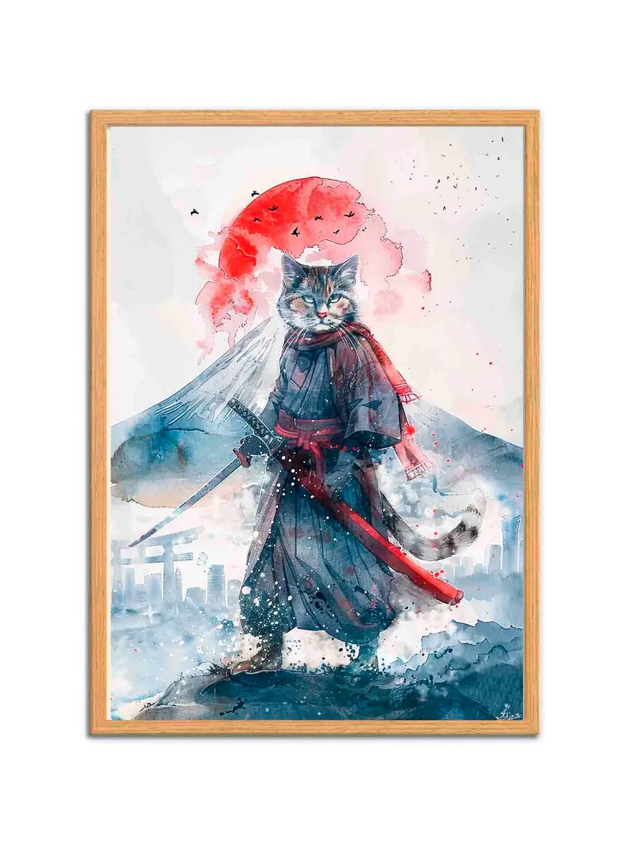 Кот-оборванец-самурай 2, Плакат 30x42см