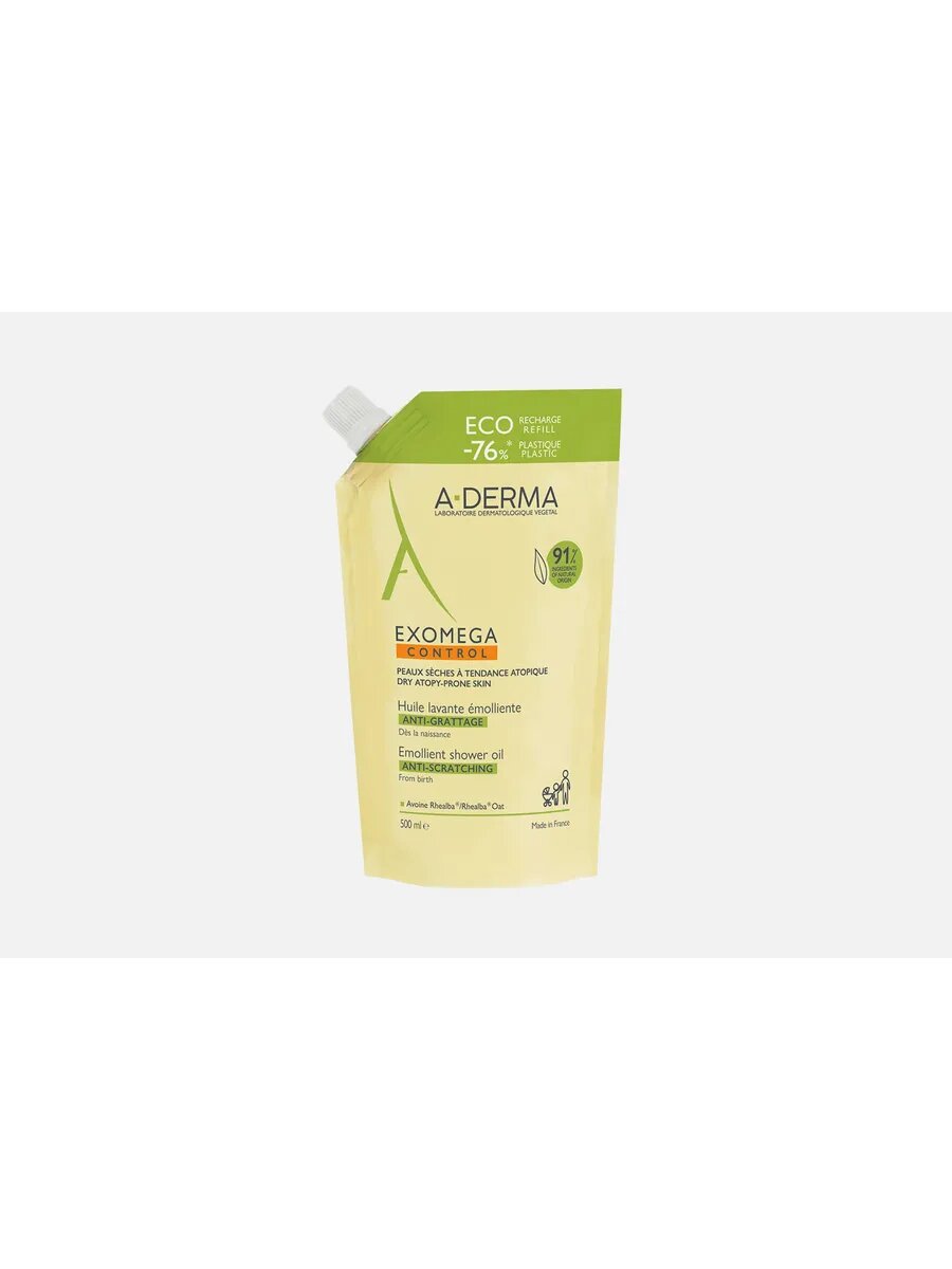 A-Derma EXOMEGA CONTROL Смягчающее масло для душа (сменный блок) 500 мл