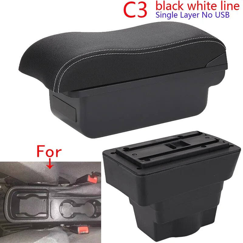 Подлокотник Для Opel Astra J 2012-2020, Кожаный/из АБС-пластика, Ящик Для C3 Black white NOUSB