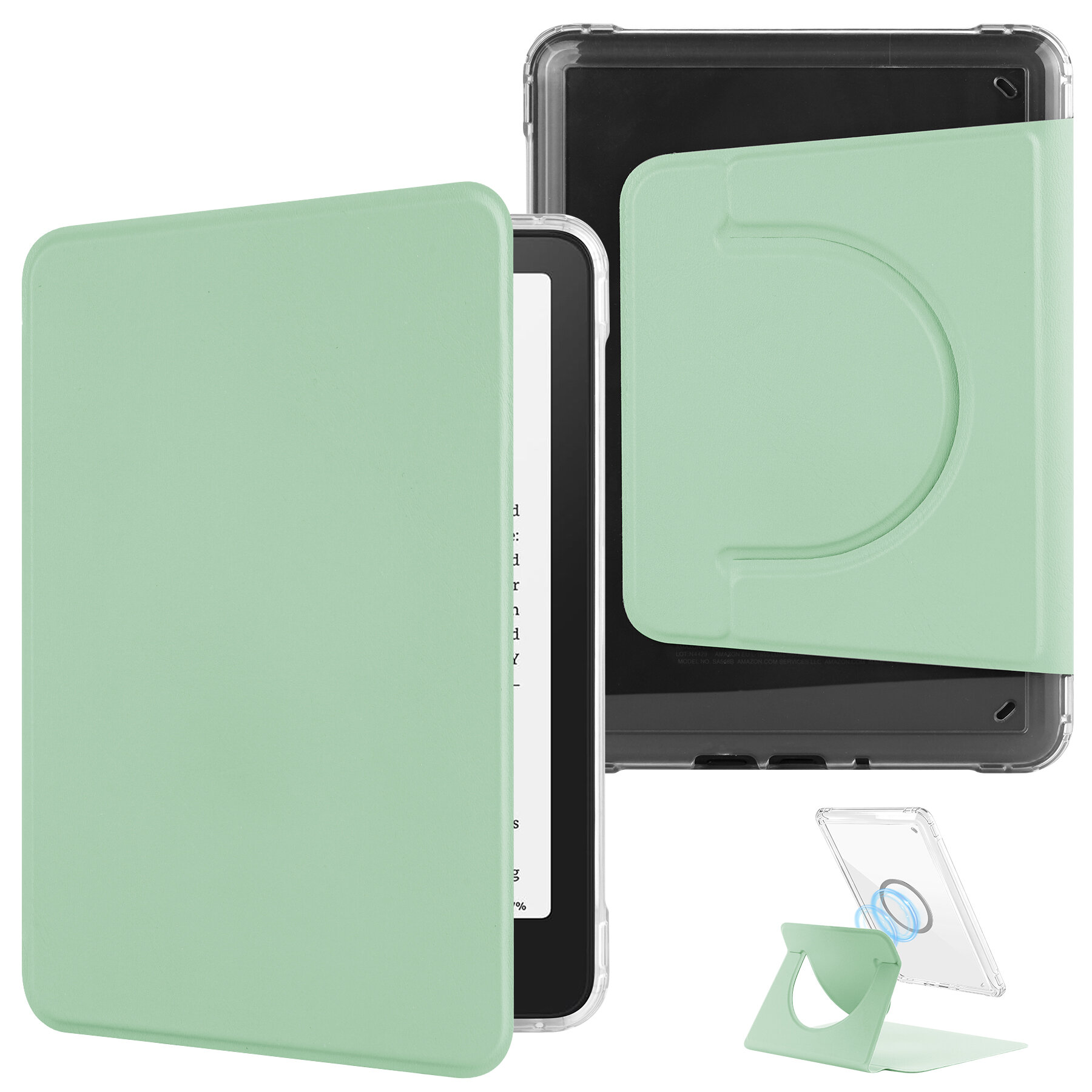 Чехол для Amazon Kindle Paperwhite 12 Gen (7", 2024), магнитный, вращающаяся подставка, matcha green