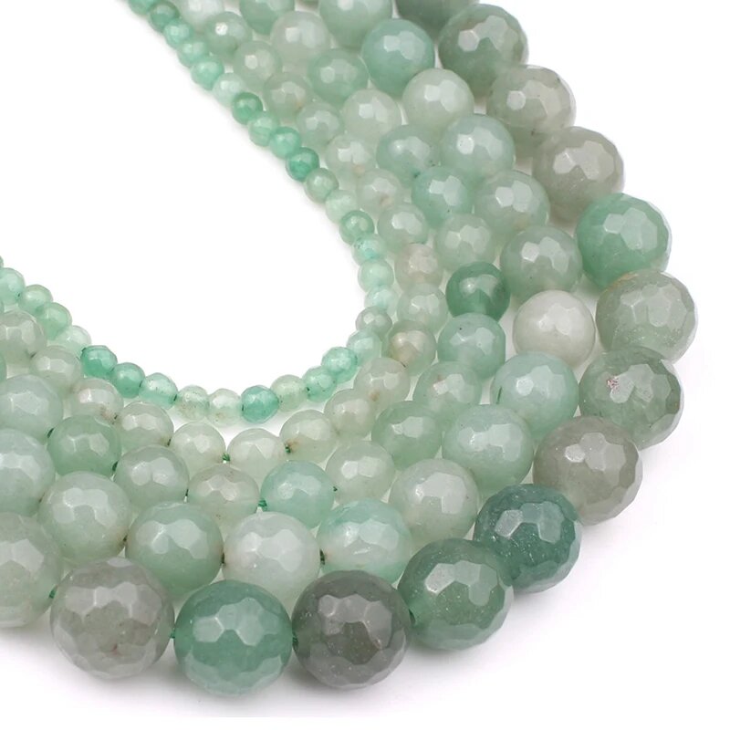 Бусины GMB724 авантюрин нефрит 4-12 мм 15 дюймов Изумрудный, 4mm 91pcs beads, green faceted