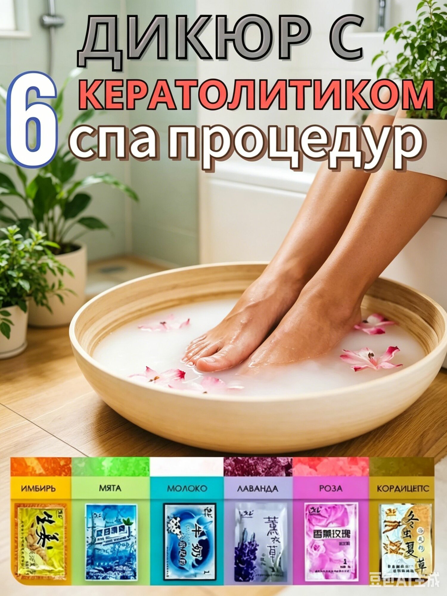 Средство для ножных ванн с кератолитиком, 6 ароматов, 6 спа-процеду для ухода за стопами для пилинга стоп для спа-ухода за ногами