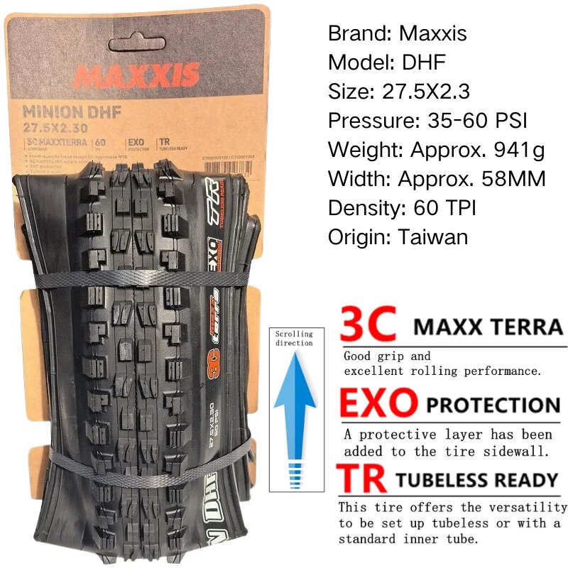 Maxxis Minion DHF (M301Ru) 26/27.5/29 дюймов Шины для горных Коричневый, DHF27.5X2.3 3CT