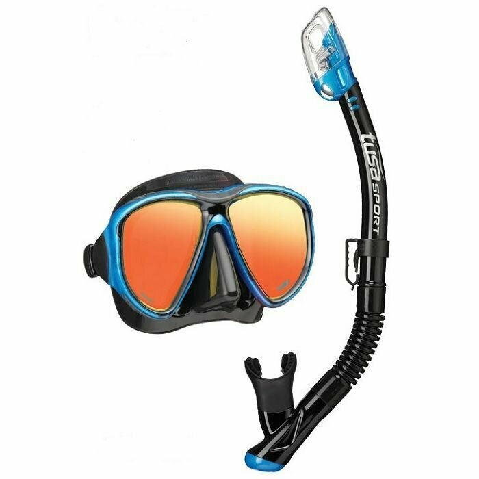 Комплект маска и трубка TUSA Sport UC-2425MQB Black Series зеркальные линзы синий