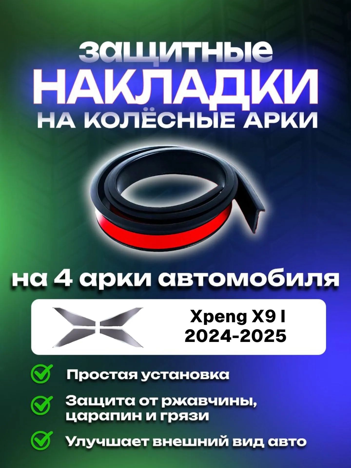 Накладки на арки автомобиля Xpeng X9 I (2024-2025)/ Xпенг КС9 1 поколение защитные