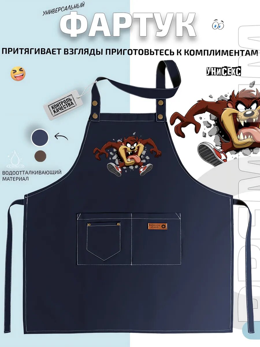 Фартук Тасманский Дьявол Tasmanian Devil мультфильм Looney кухонный с принтом универсальный