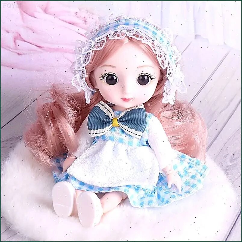 Кукла шарнирная BJD для девочки, 16 см, с аксессуарами, голубая