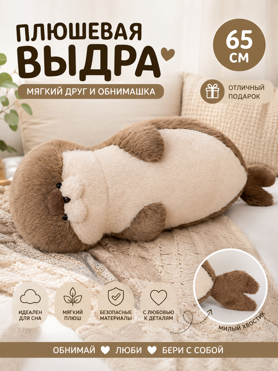 Милый тюлень плюшевая кукла подушка подарок на день рождения 65 см