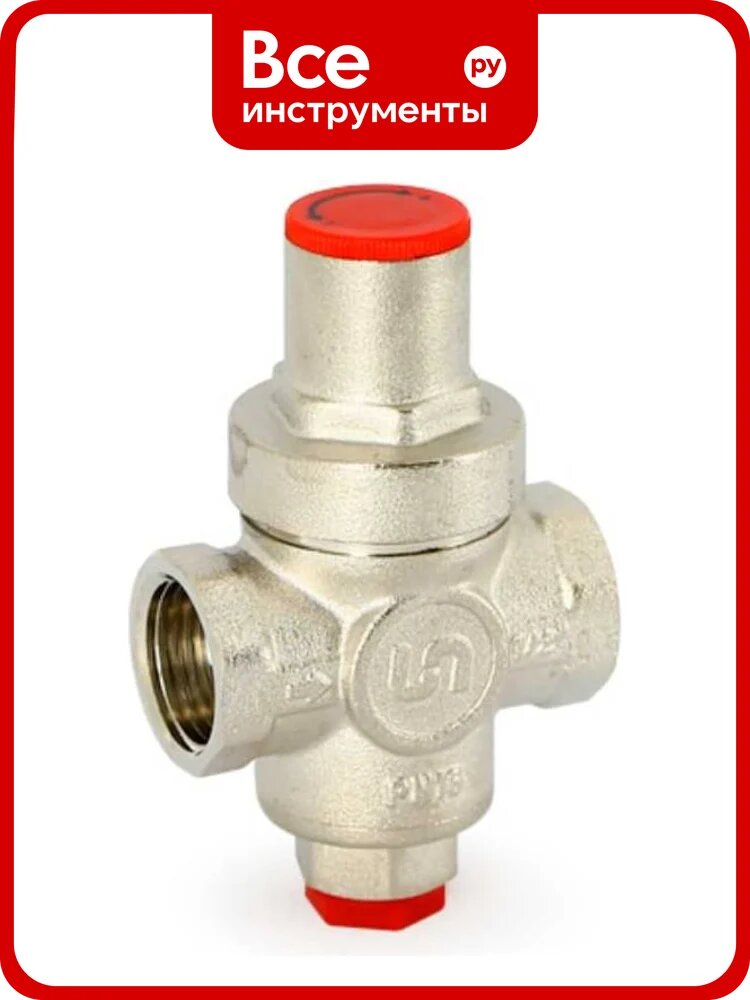 Редуктор давления никелированный Uni-Fitt MINI 1/2" В, 1-4 бар, PN16 с отверстием под радиальный манометр 1/4" 203N2140