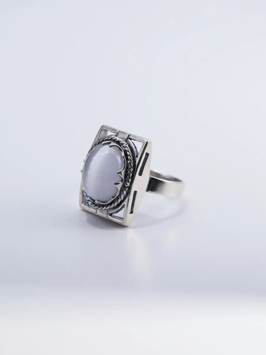 Кольцо БРЮС, серебро, 925 проба, кошачий глаз