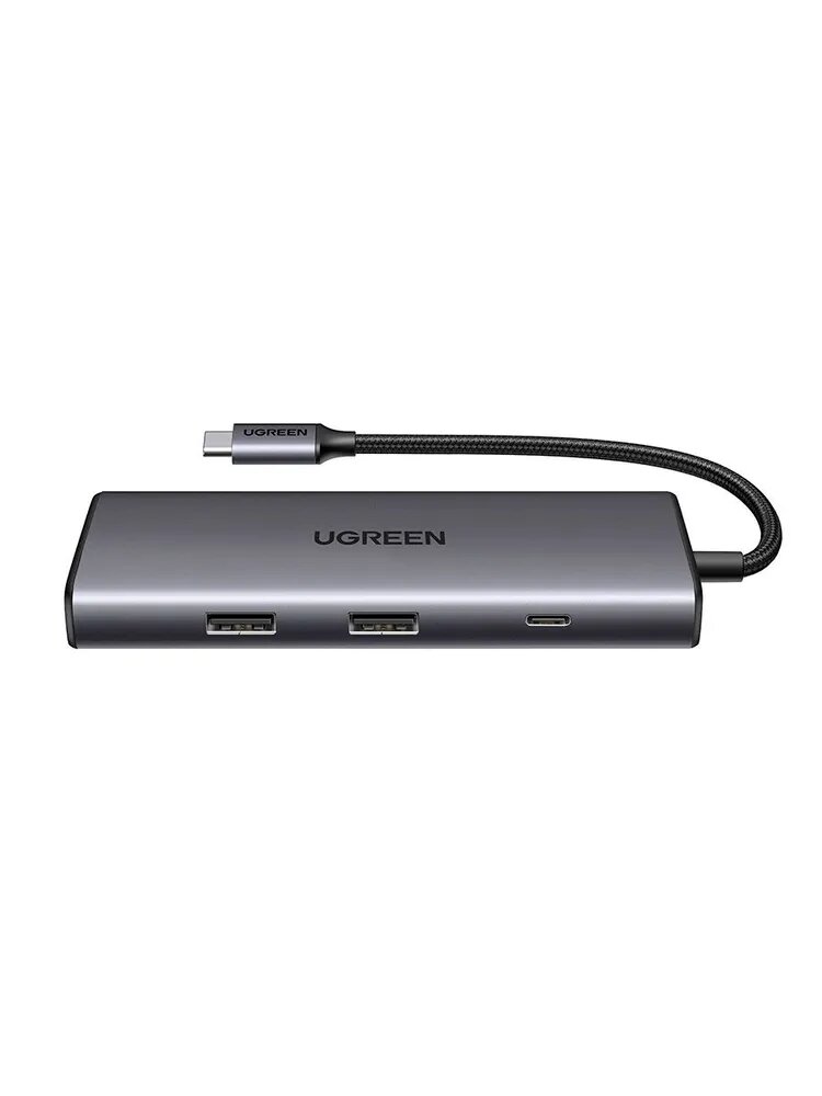 UGREEN Разветвитель CM498 (15531) Revodok Pro 7-in-1 HDMI 4K, 2*USB-A 3.2 + USB-C 3.2 + SD/TF+PD Adapter, серый