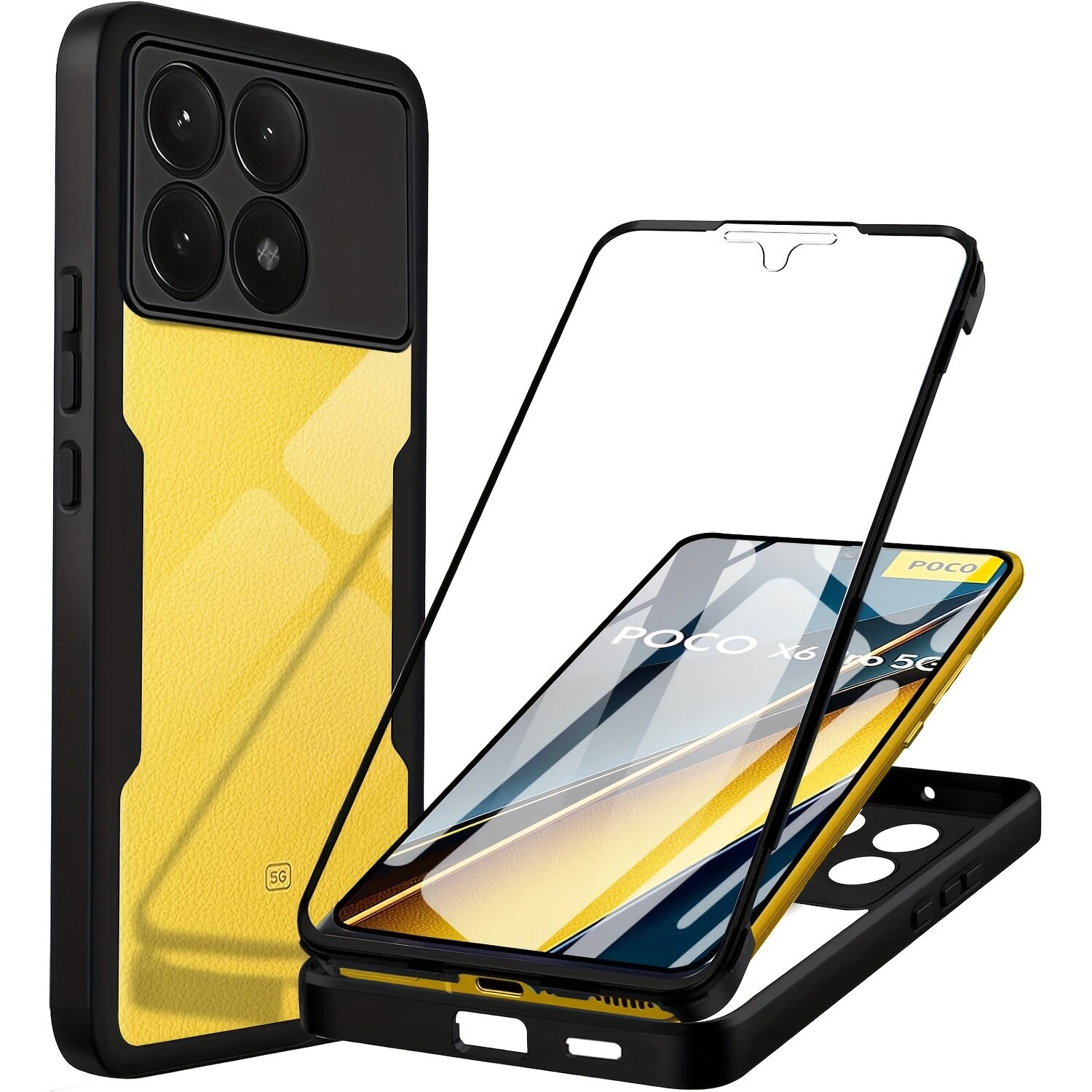 Противоударный чехол для смартфона модели X6 Pro, черный, со встроенной защитной пленкой для экрана