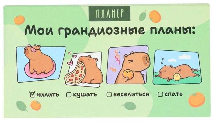 Планер с отрывными листами "Капибары", блокнот для записей, недатированный ежедневник, настольный панинг для заметок, 50 листов