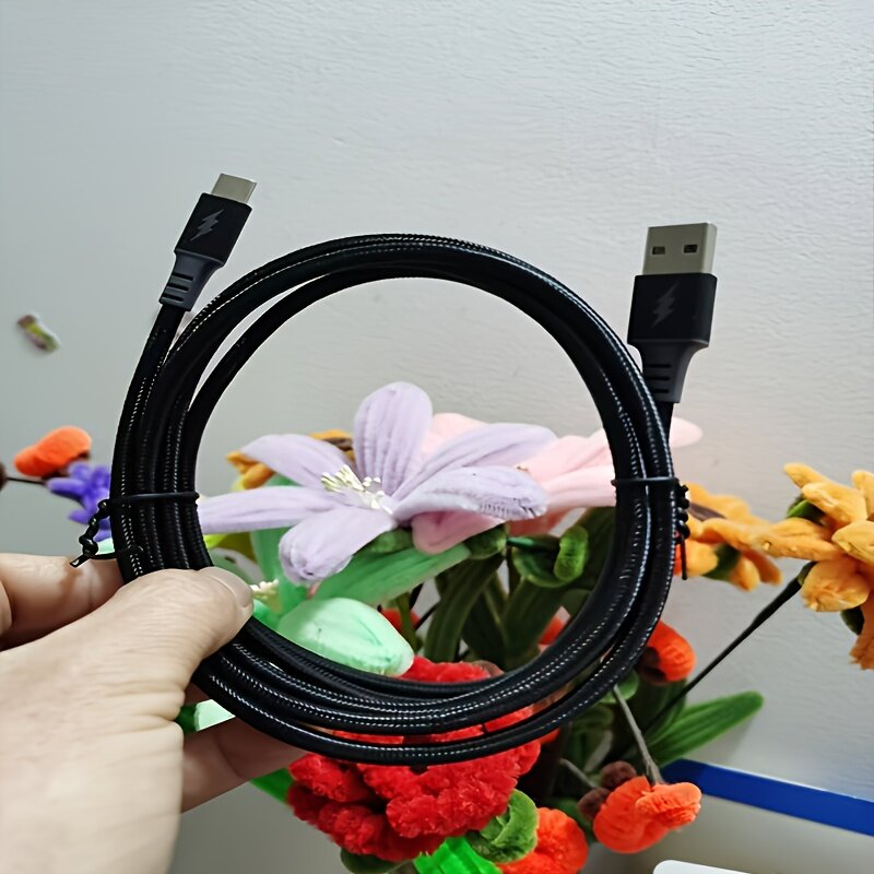 Кабель для быстрой зарядки USB Type-C 6A 66W, нейлоновый провод с усиленными разъемами, длина 120 см