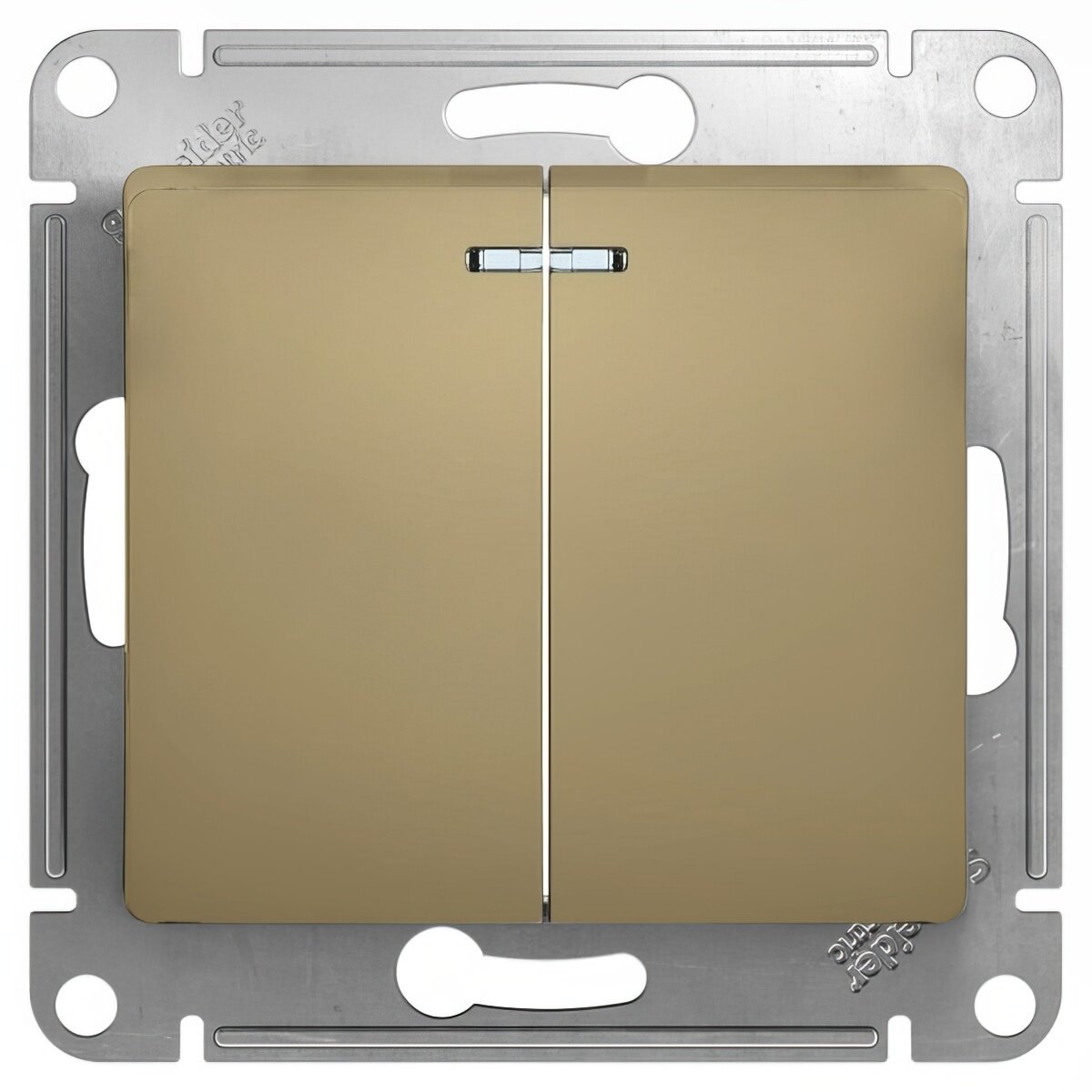 Выключатель 2-клавишный SCHNEIDER ELECTRIC Glossa с индикацией титан