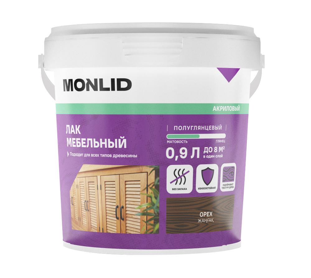 Лак для мебели акриловый MONLID цвет орех полуглянцевый 0.9 л