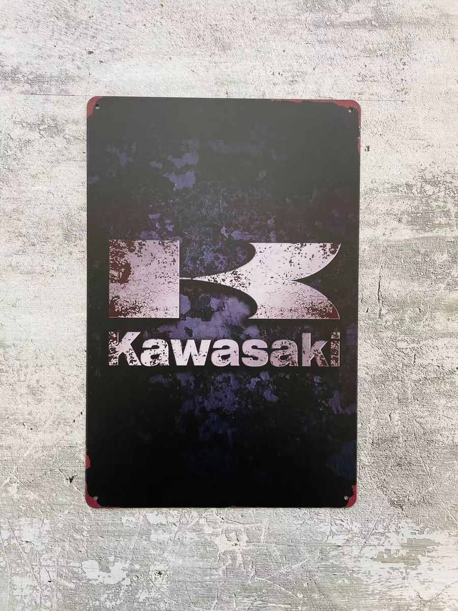 Декор на стену табличка металлическая Kawasaki