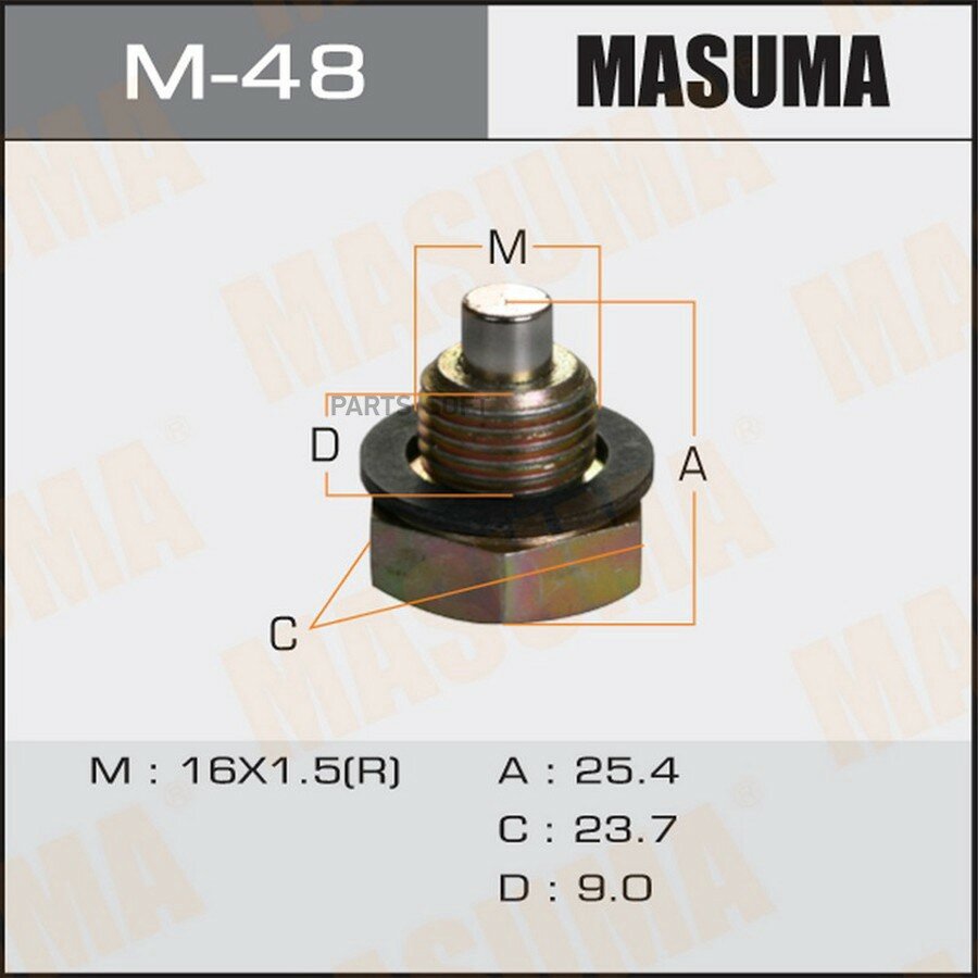 Болт слива масла М16x1,5 с магнитом Toyota Camry, Rush Masuma MASUMA M48 | цена за 1 шт