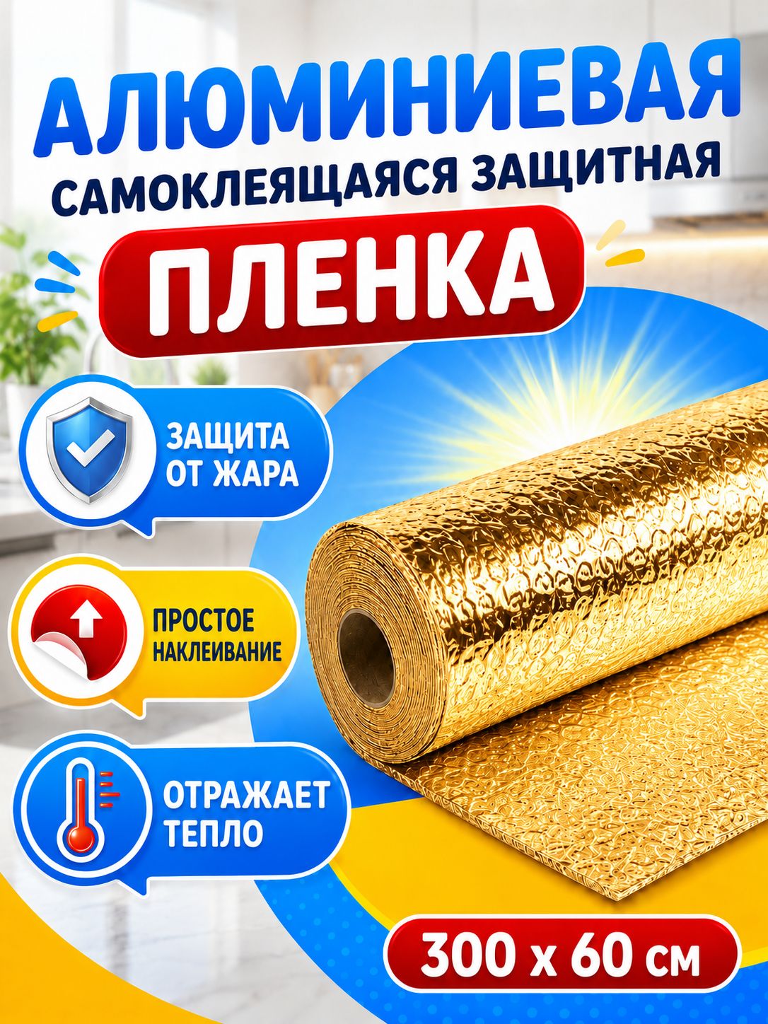 Самоклеящаяся, защиная пленка для мебели и кухни