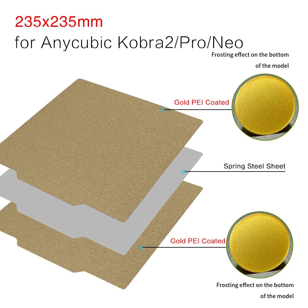Пластина PEI для Anycubic Kobra 2/3 Combo/Pro/Neo XCR3D 235mm PEI-PEI