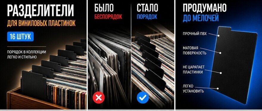 Пластиковые разделители для виниловых пластинок из пвх черного цвета, набор из 16 шт для домашнего хранения