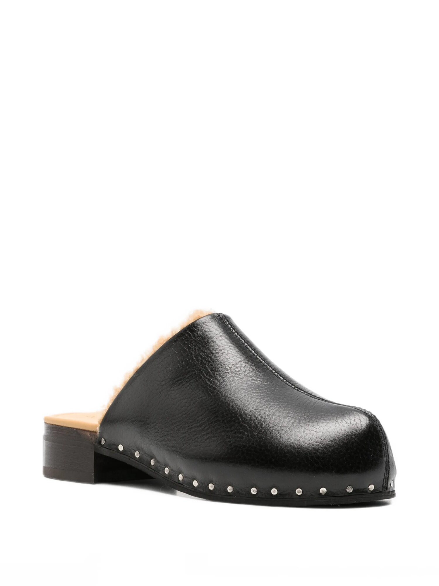 Мюли Our Legacy Naoto shearling-lined leather clogs, размер 35, black — фото 1