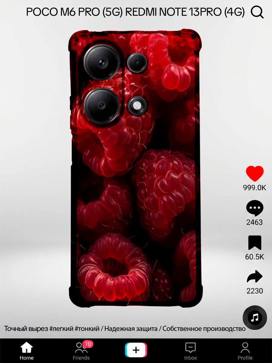 Чехол на Xiaomi Poco M6 Pro с принтом Малина