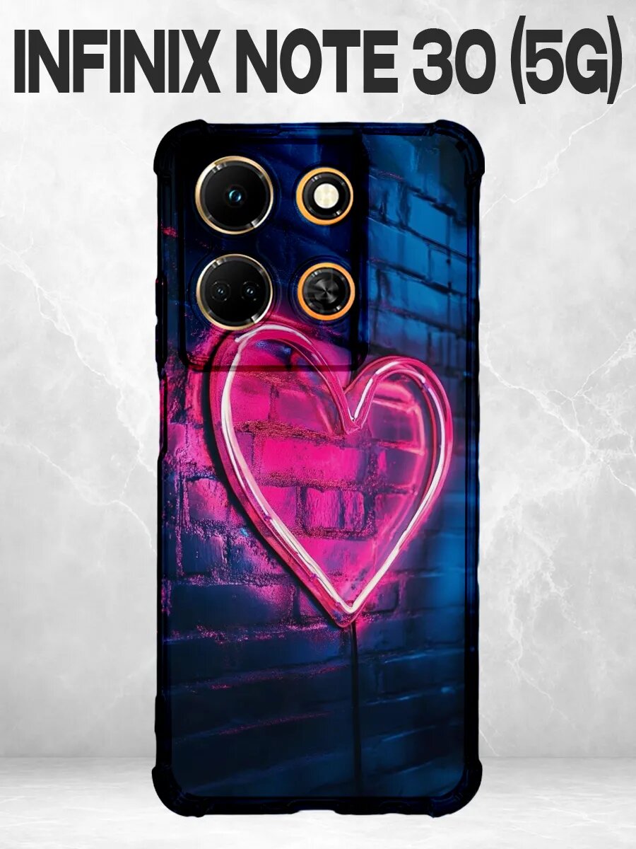 Чехол на Infinix Note 30 5G неон сердце кирпич