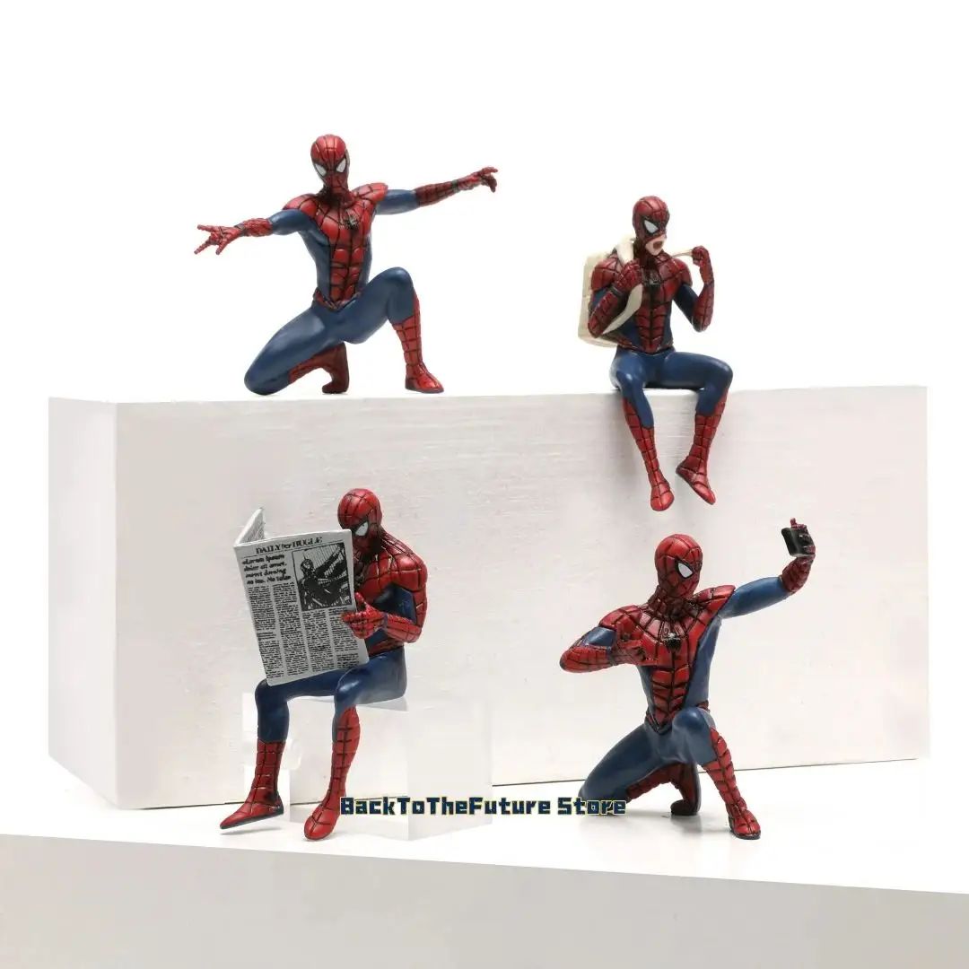 Marvel Игрушки Человек-паук: Комплект из 4 фигурок Newspaper/Kung Fu/Eat Pizza/Selfie Spider Man