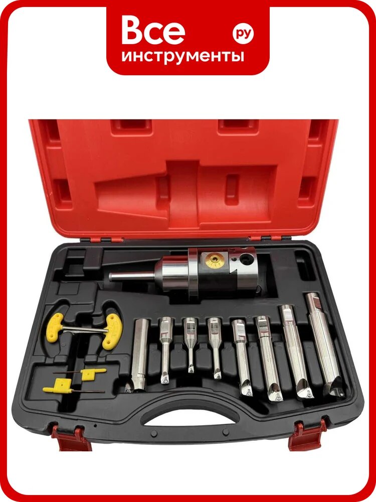 Головка расточная микрометрическая TORNERI NBH2084, D расточки 8-280 мм, с хвостовиком КМ2, с комплектом резцов из 8-ми шт Т024151
