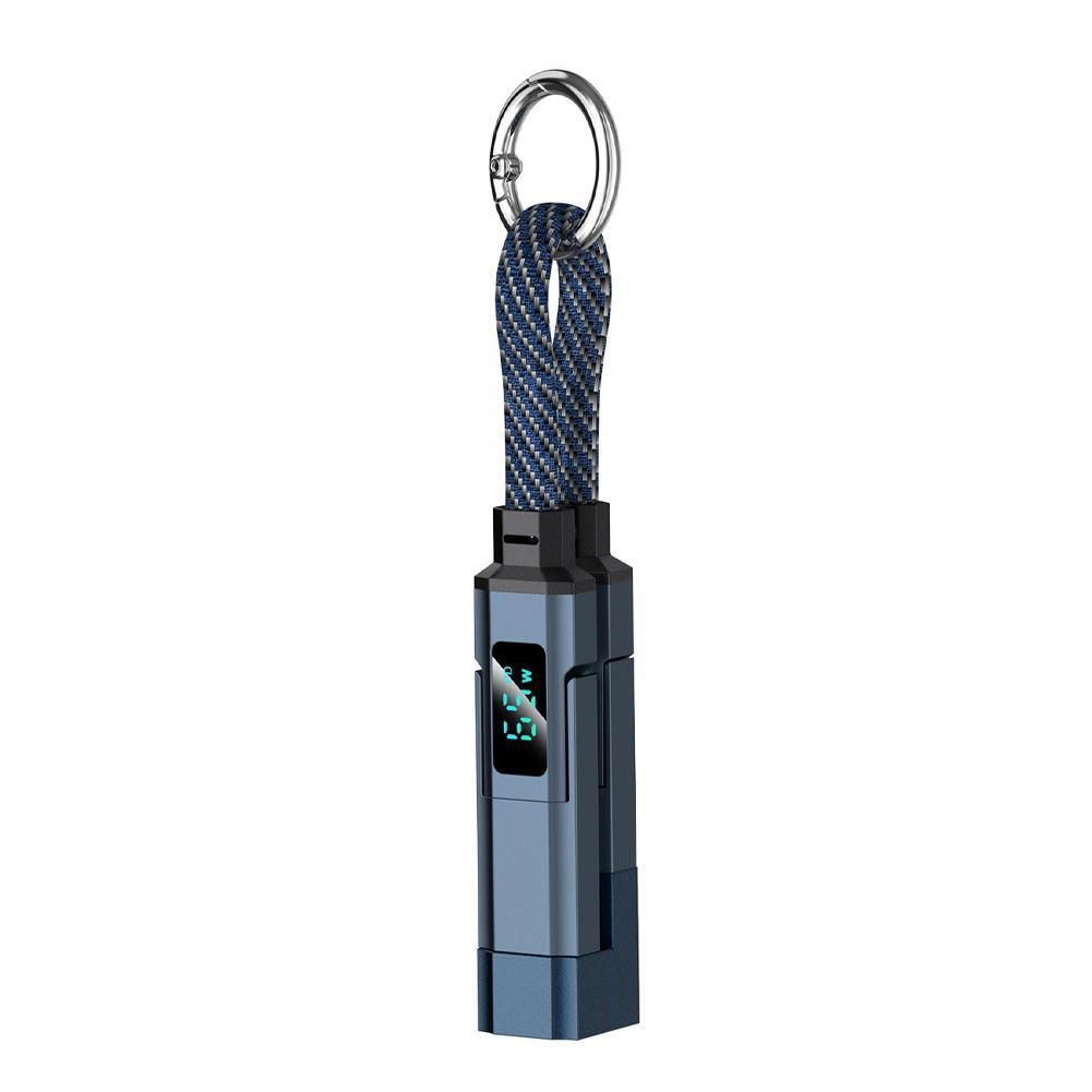 Кабель для мобильных устройств, 4 в 1, USB-A/USB-C/Lightning, цифровой дисплей, быстрая зарядка 65 Вт, 20 см, черный