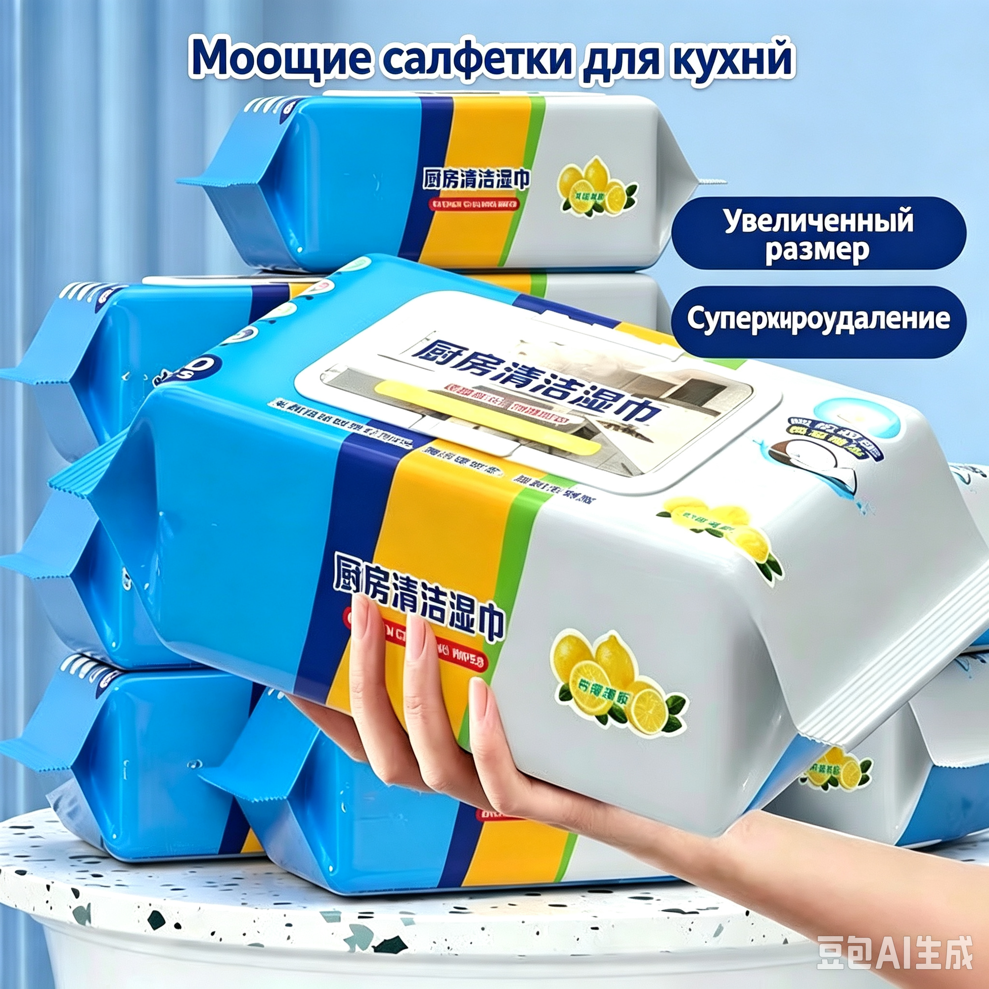 Влажные салфетки для кухни удаляют жир безопасные для продуктов 80 шт, 2 упаковки