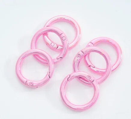 JUNXW Круглый карабин-брелок из алюминия Розовый, Pink 1pc