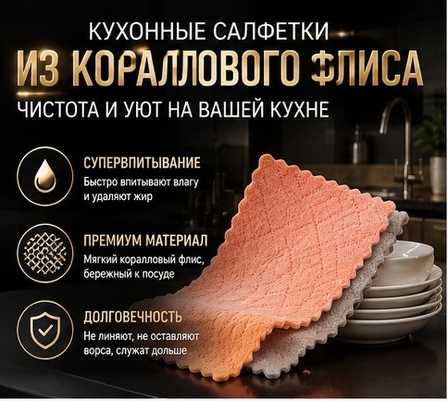 10 Штук Многоразовые Тряпки Для Мытья Посуды Быстро Впитывают Воду И Жир 23.00X13.00X0.50Cm