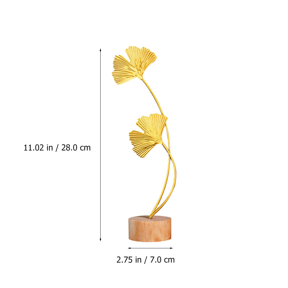 1 Шт Декоративное Украшение В Forme Листа Гинкго Из Металла Размер 28x7 Cm
