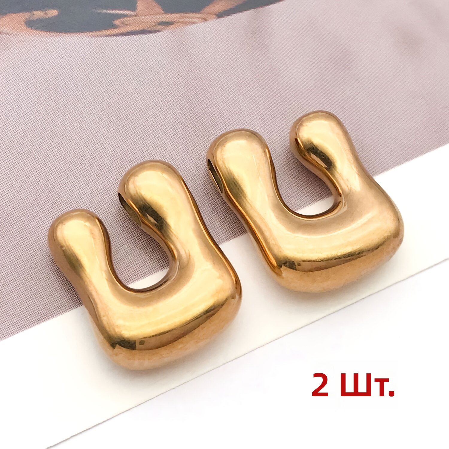 Бусины-буквы алфавита из нержавеющей стали 304, золотистые, 14х18 мм, 2 шт. для изготовления украшений