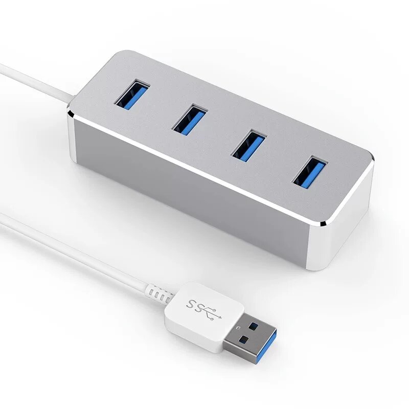 4-портовый USB 3.0 хаб из алюминиевого сплава, кабель 1.2м