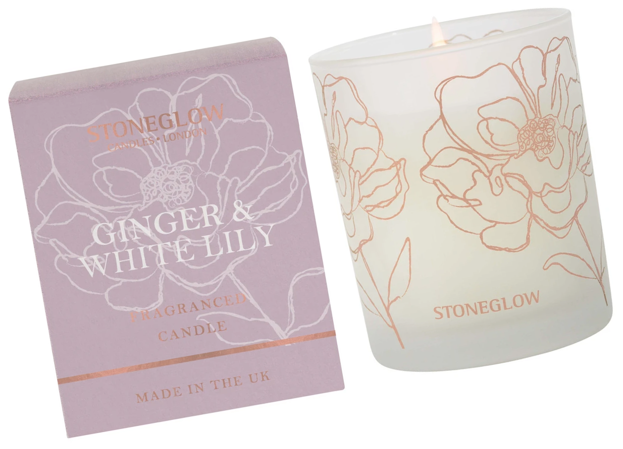 Стоунглоу Имбирь и Белая Лилия свеча для помещений 240 гр - Ginger and White Lily