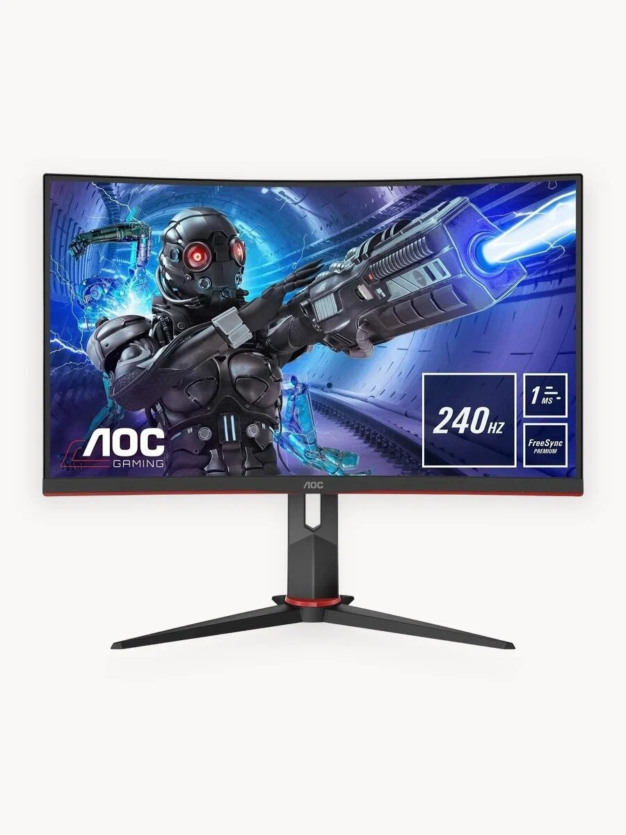 Монитор AOC C32G2ZE/BK, 31,5", изогнутый экран, 16:9, VA, FHD, 4ms, 240Hz, 300cd, HDMI/DP, черный