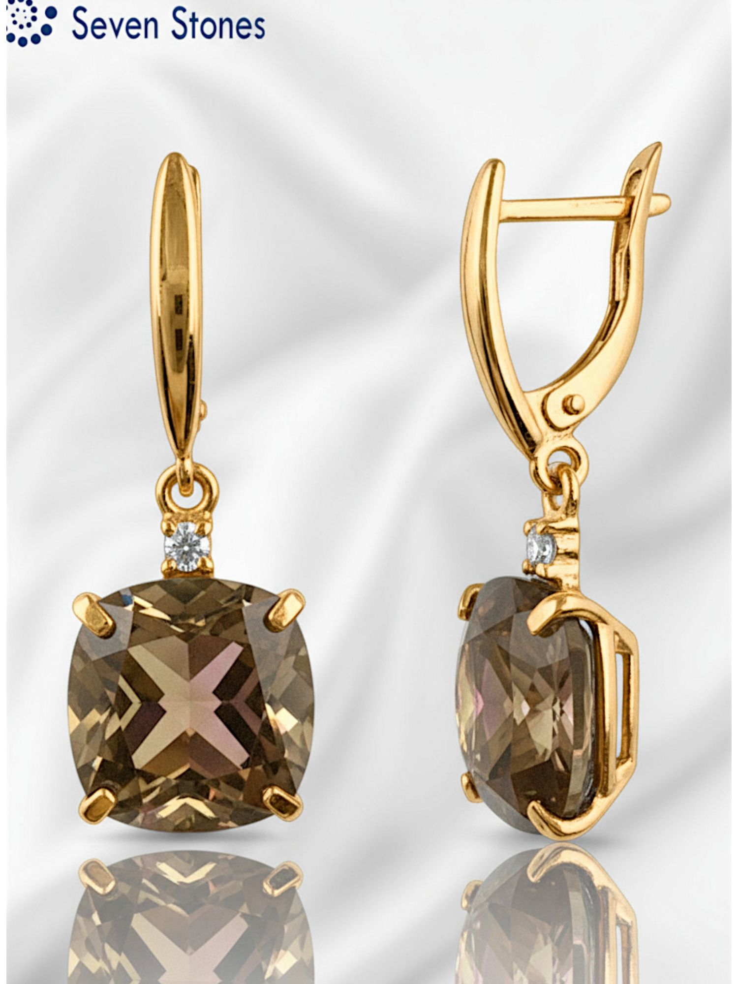 Серьги Seven Stones, серебро, 925 проба, фианит, ситалл