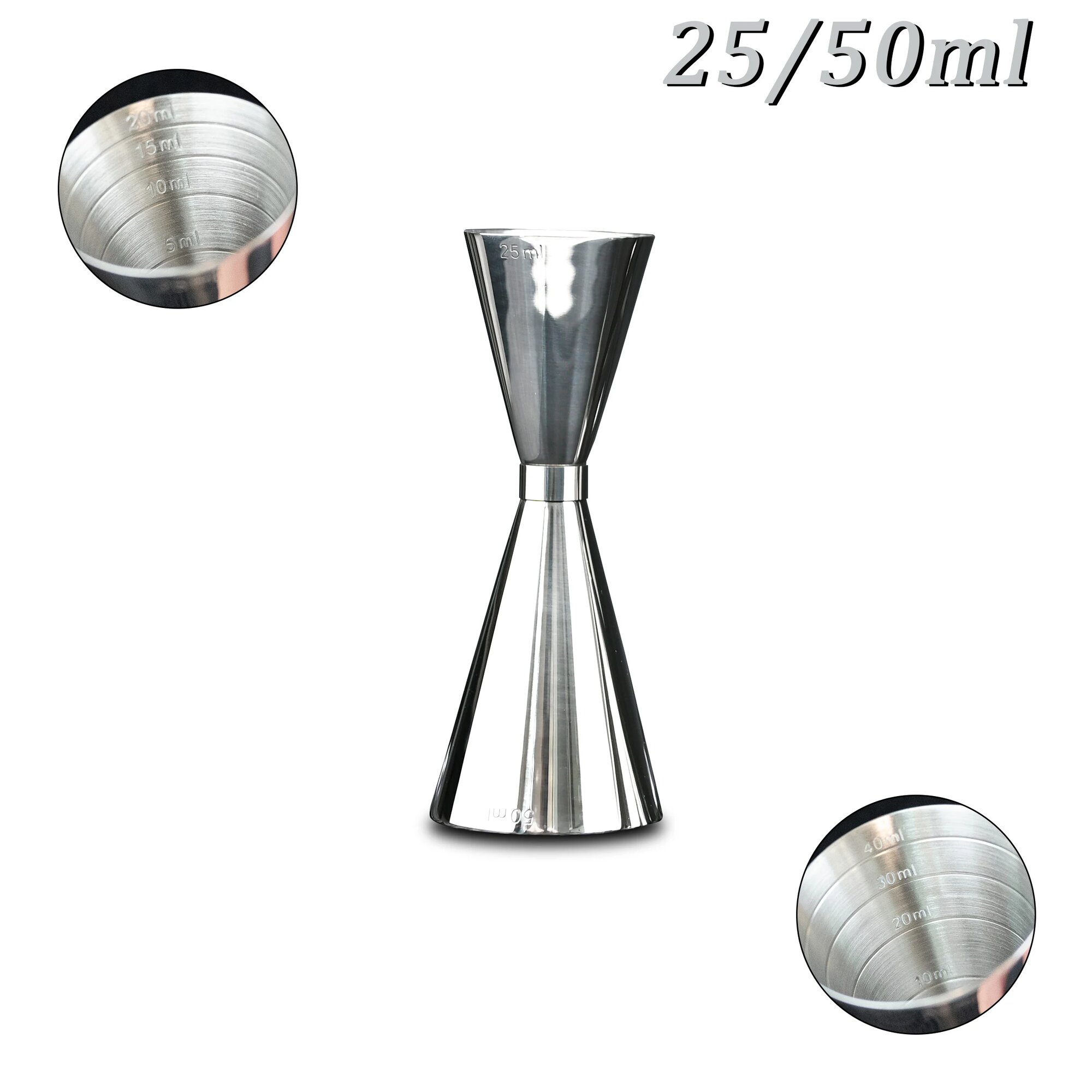 Двойной джиггер из нержавеющей стали для коктейлей 1pc 25 50ml
