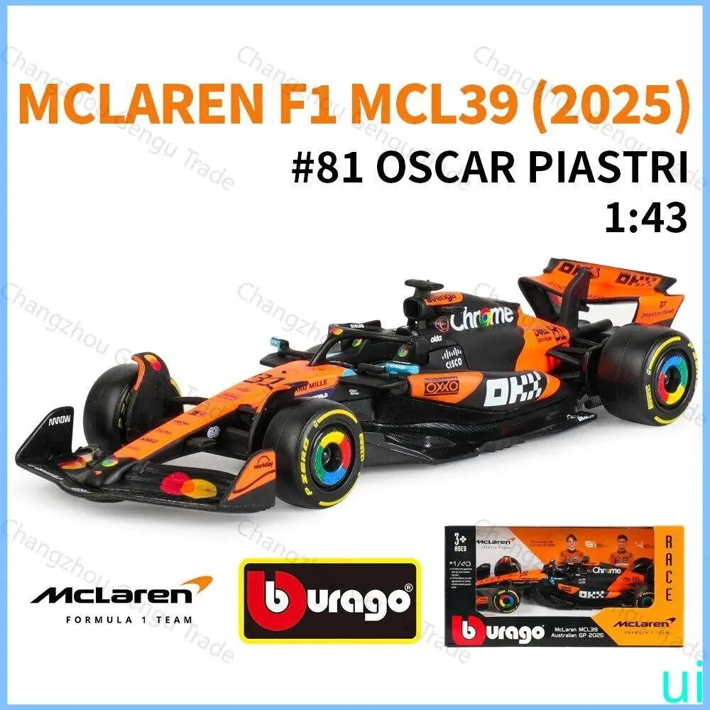 1:43 Гран-при Австралии 2025 года Mclaren MCL39 Формульный болид Формулы-1, Литые под давлением автомобили, коллекционная модель гоночных игрушек