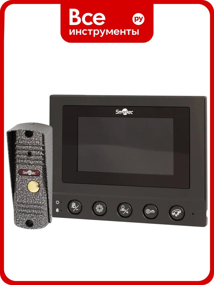 Комплект Smartec ST-MS604S-BK черный монитор видеодомофона 4 и панель вызова 600ТВЛ smkd0694