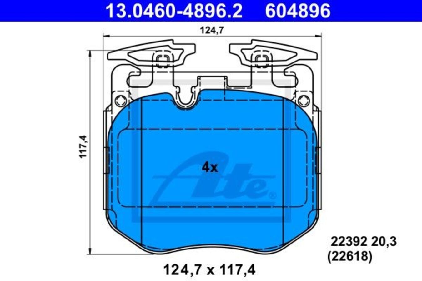 Колодки Bmw 3 G20 (2019-),5 G30 (2016-), G31 (2017-),6Gt G32 (2017-),7 G11, G12 (2015-), X5 G05 (2018-), X6 G06, F96 (2019-), X7 G07 (2019-) (ATE 13.0460-4896.2)